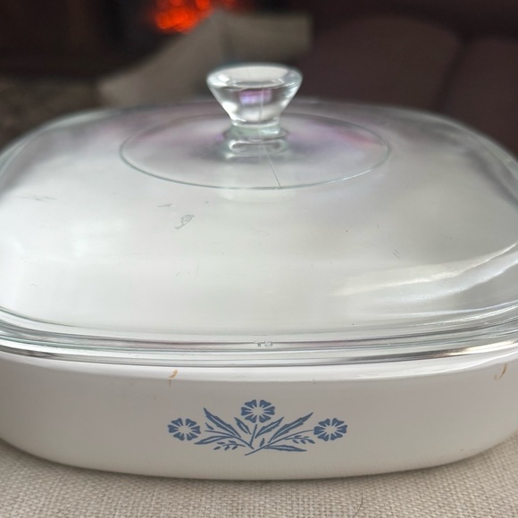 Corningware | Dining | Corningware Blue Cornflower White Glass Baking Dish With Blue Floral ...